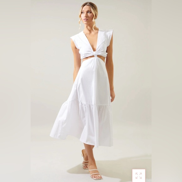Sugarlips | Dresses | White Cut Out Midi Dress | Poshmark